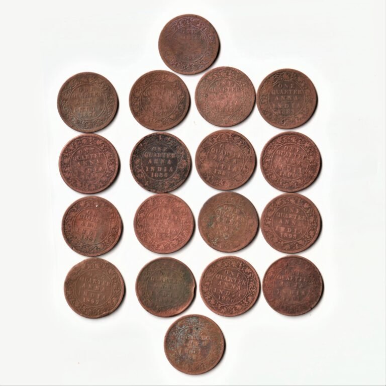 18 Different One Quarter Anna 1862 to1905 Copper Coin Set Of Empress ...